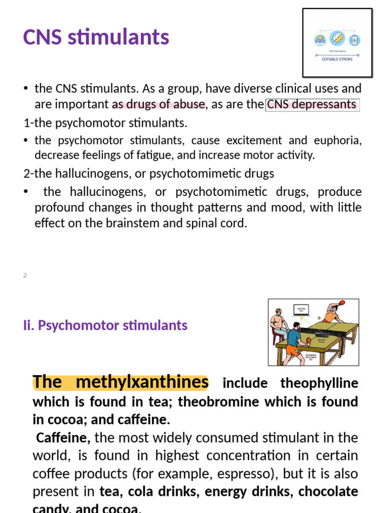 CNS Stimulants: Effects and Uses | PDF | Caffeine | Dopamine