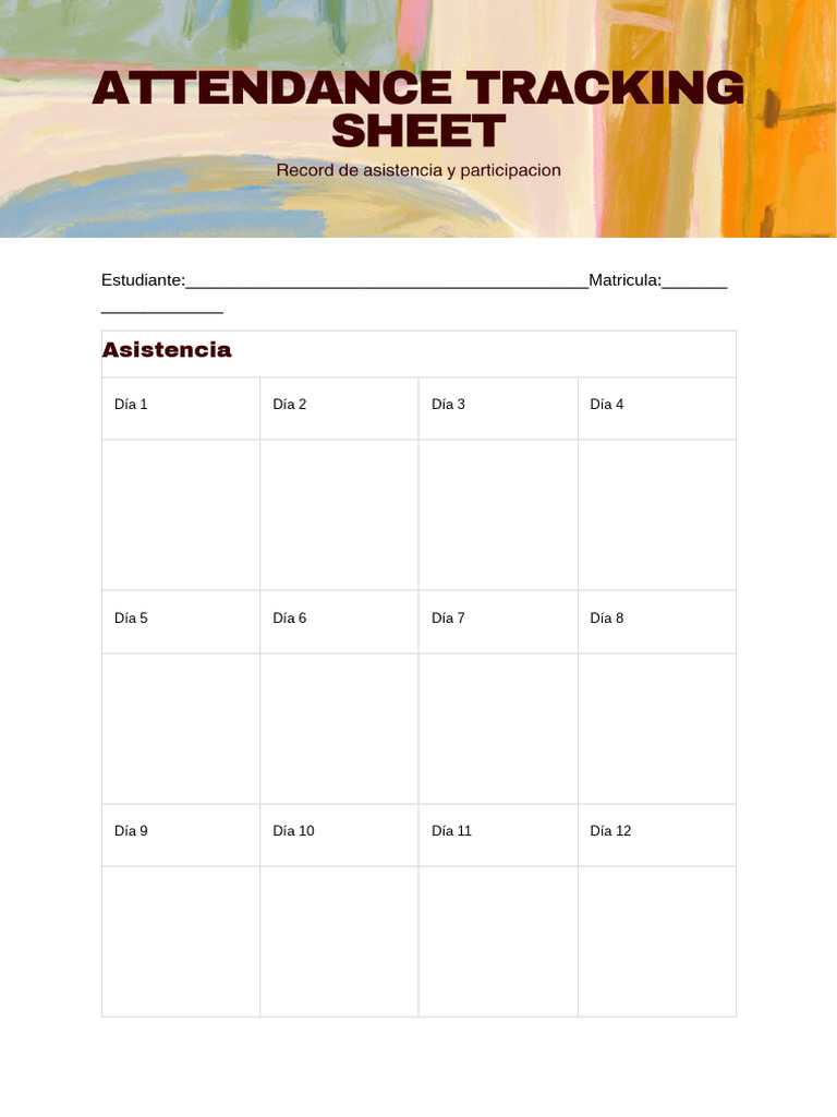 Attendance Tracking Sheet | PDF