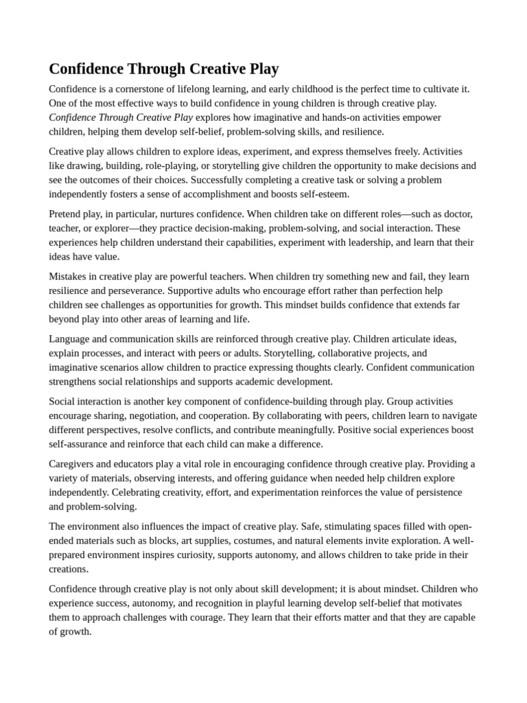 Confidence Through Creative Play | PDF | Psychological Resilience | Mindset