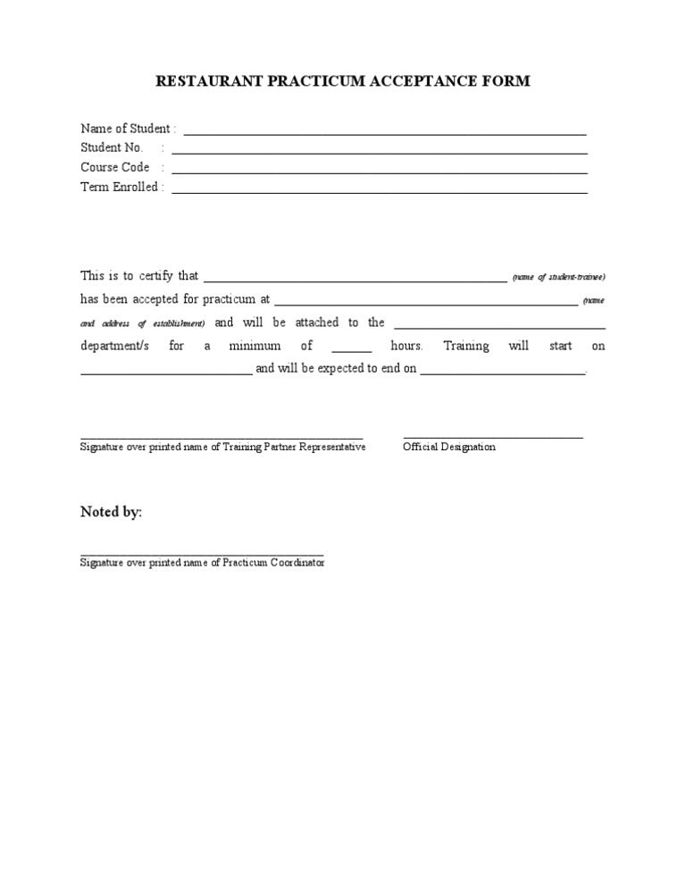 Practicum Placement Form | PDF