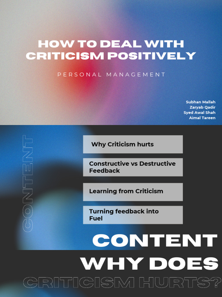 How To Deal With Criticism Positively | PDF