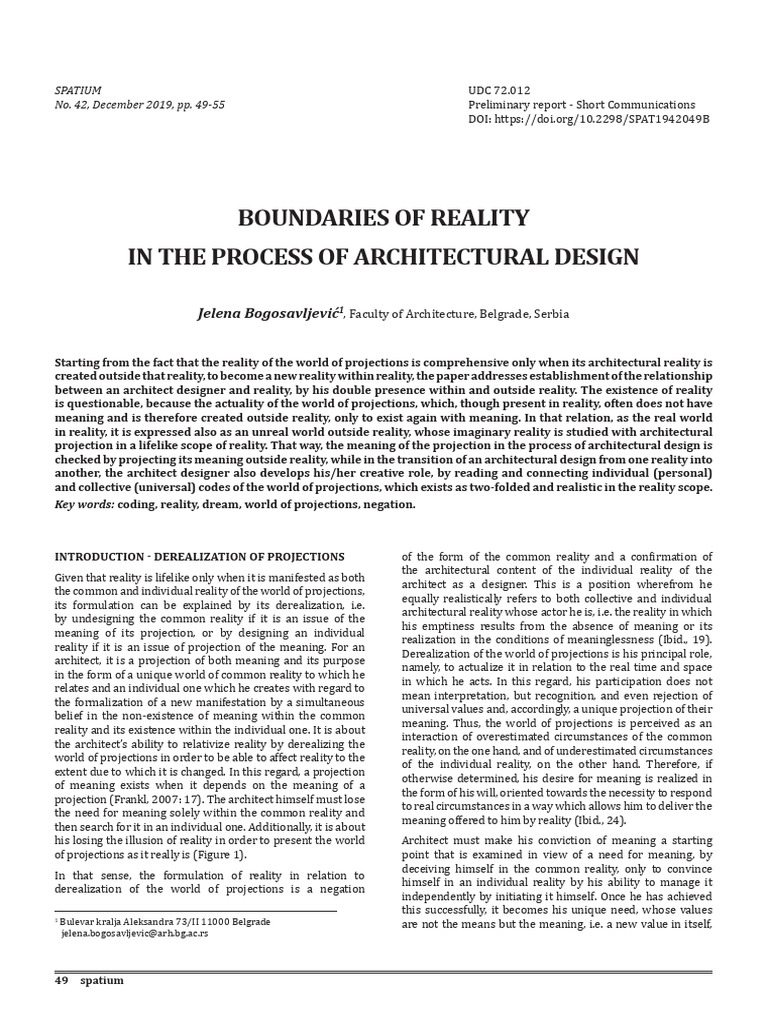 Architectural Design and Reality Dynamics | PDF | Reality | Experience