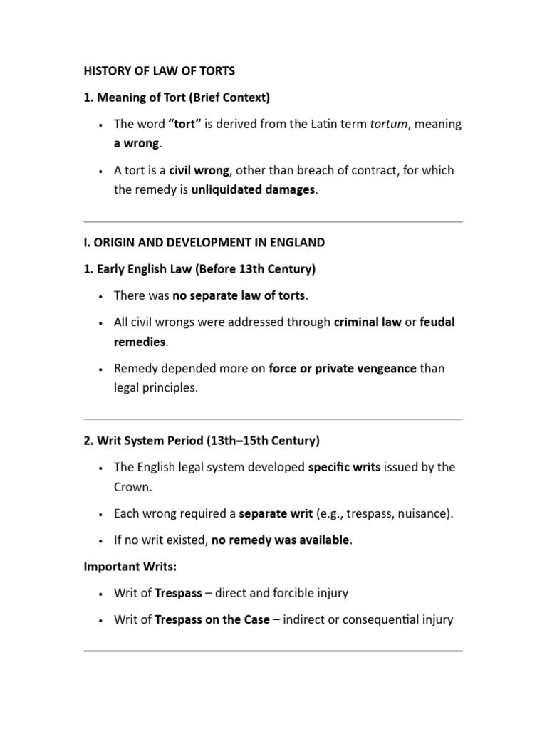 history of tort | PDF | Tort | Civil Law (Common Law)