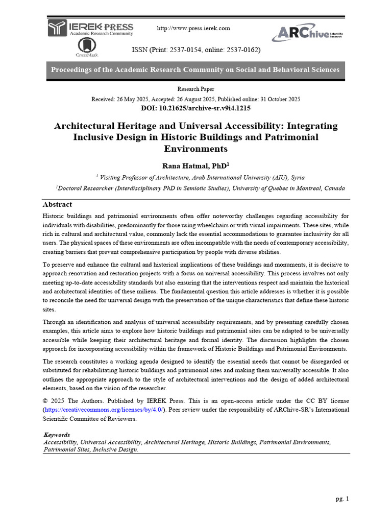 Universal Accessibility in Historic Buildings | PDF | Accessibility ...