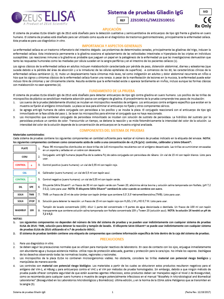 %28SM%292Z61001G ELISA Gliadin IgG Spanish Package Insert | PDF ...