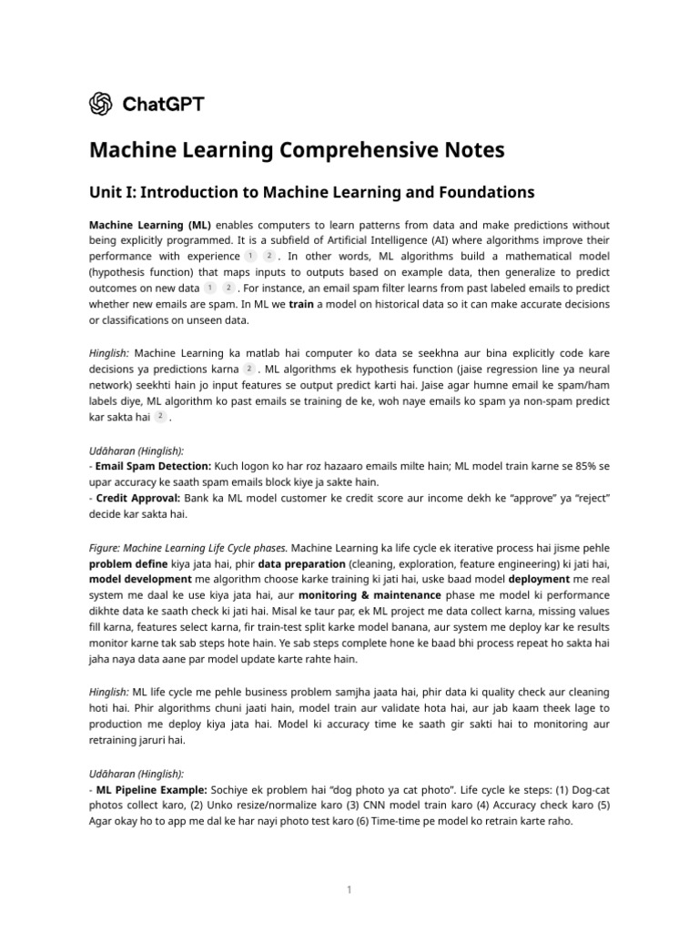 Machine Learning Comprehensive Notes | PDF | Cluster Analysis | Machine ...