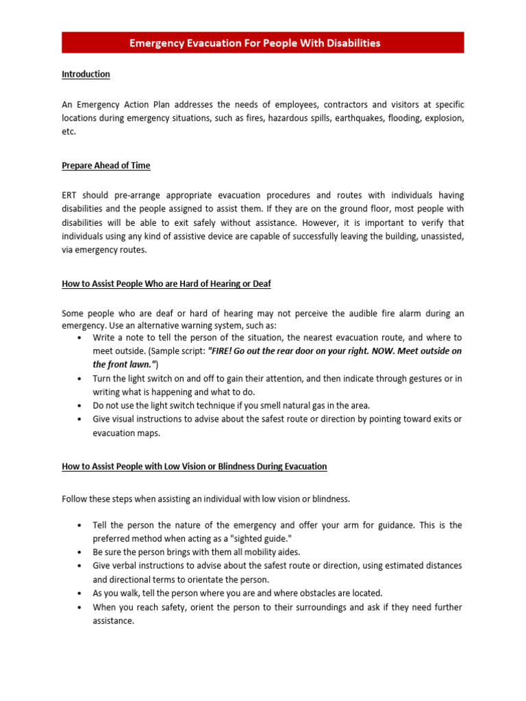 Emergency Evacuation For People With Disabilities | PDF | Emergency ...