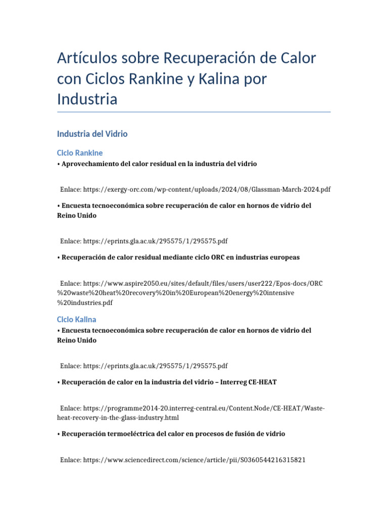 Recuperacion Calor Rankine Kalina Industria (1) | PDF | Calor ...