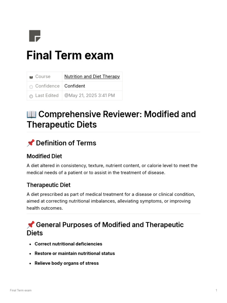 Ndt - Final Term Reviewer | PDF | Diet (Nutrition) | Diet & Nutrition