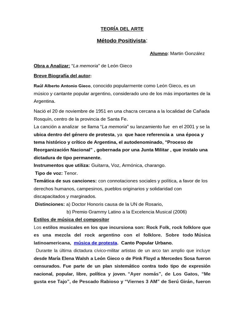 Teoria Método Positivista (Martin Gonzalez) | PDF | Canciones | Ritmo