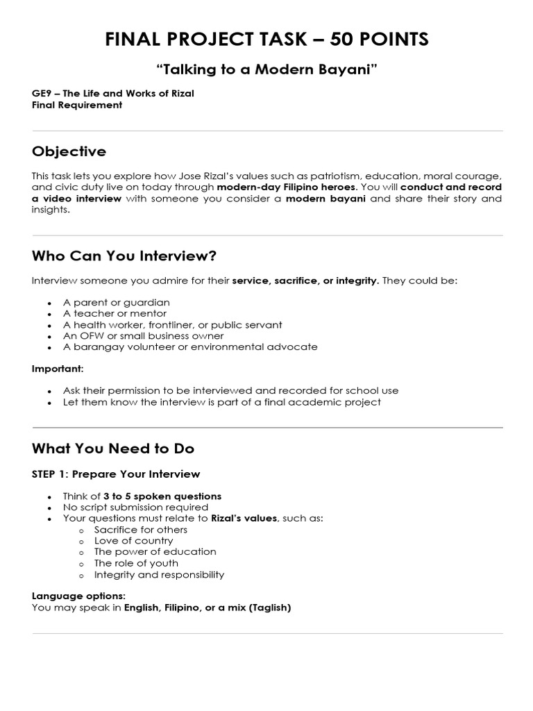 Final Project Task Rizal | PDF | Interview