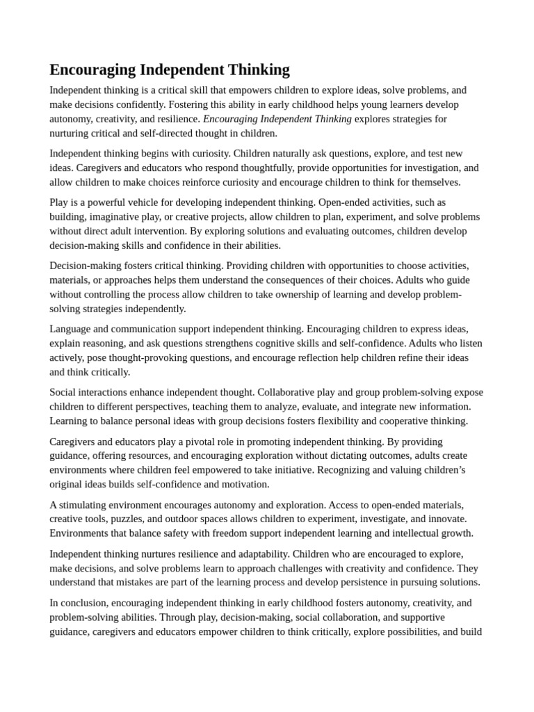Strategies to Foster Independent Thinking | PDF | Thought | Creativity