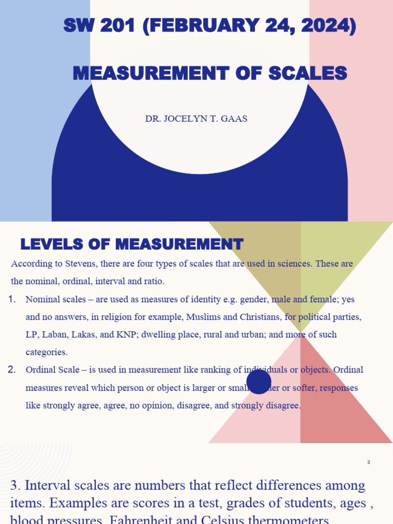 SW 201- Measurment of Scales Lecture Fb. 24, 2024 | PDF | Sample Size ...