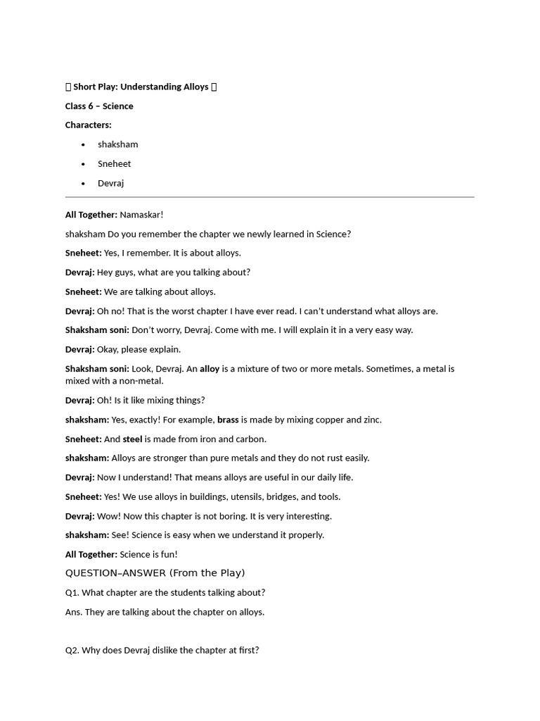 Understanding Alloys: A Short Play | PDF