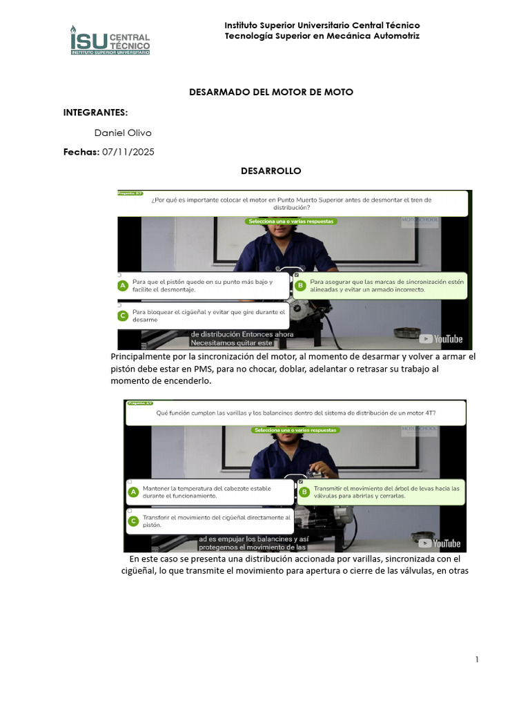 Desarmado Del Motor de Moto | PDF | Pistón | Motocicleta