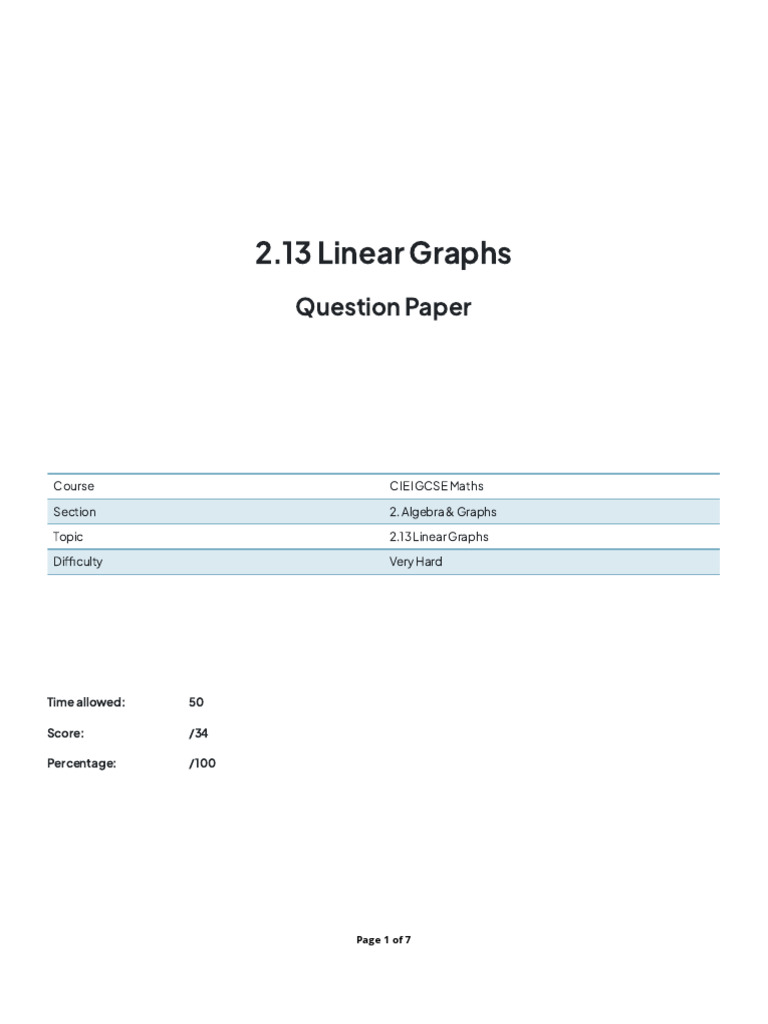 2.13 Linear Graphs Very Hard P4 | PDF | Equations | Perpendicular