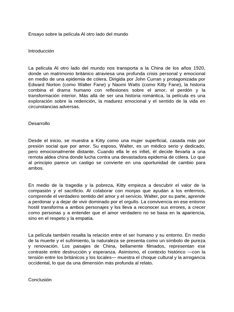 Análisis de "Al otro lado del mundo" | PDF | Amor | Compasión