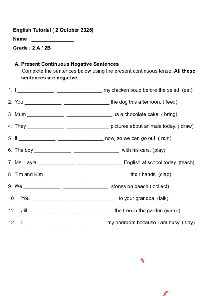English Tutorial (2 October 2025) | PDF