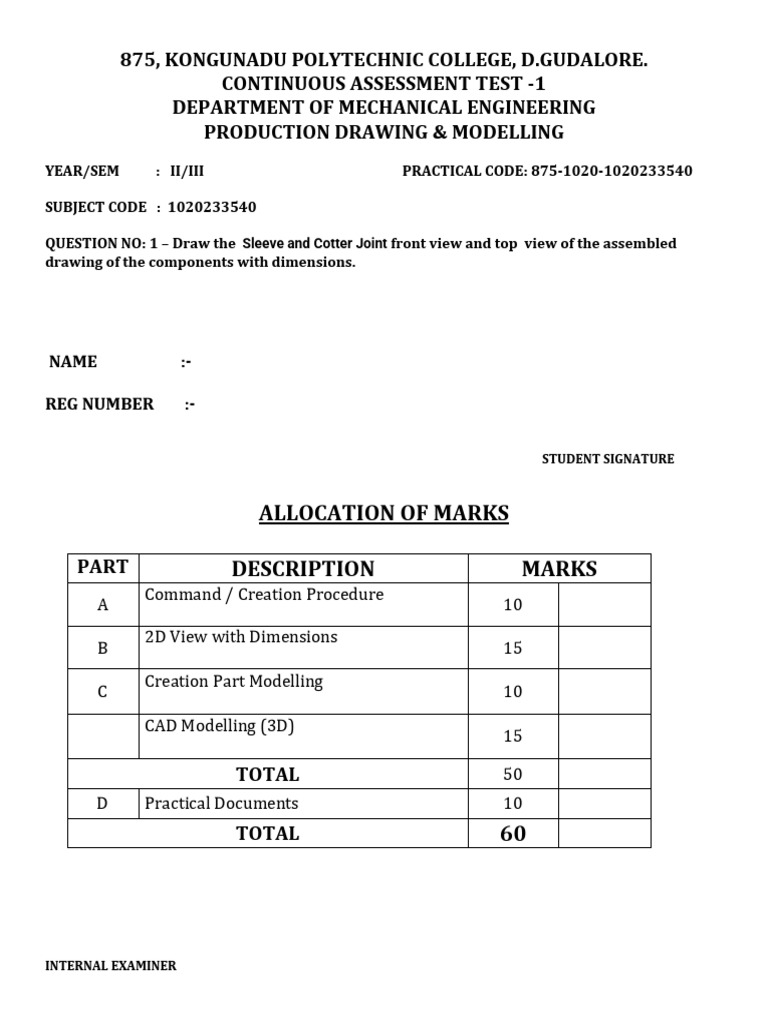 Mechanical Engineering Assessment Test | PDF