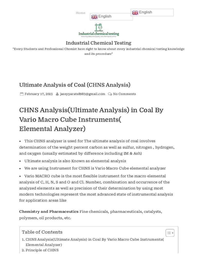 CHNS Analysis of Coal Explained | PDF | Chemical Industry | Coal