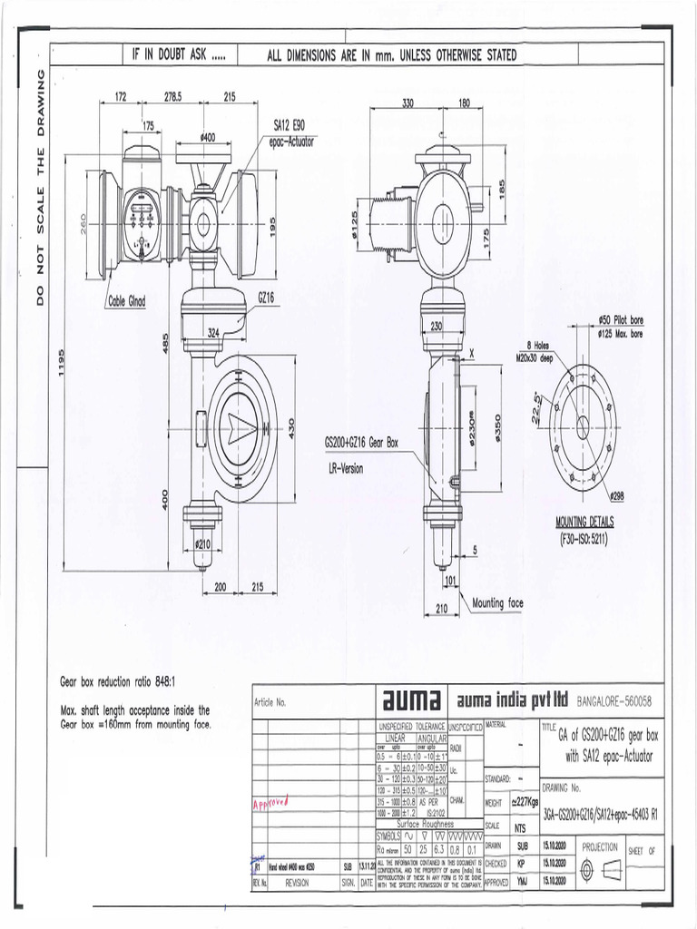 Drawing of Gearbox & Actuator | PDF