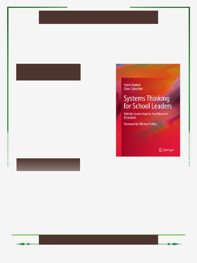 Systems Thinking for School Leaders Holistic Leadership for Excellence ...