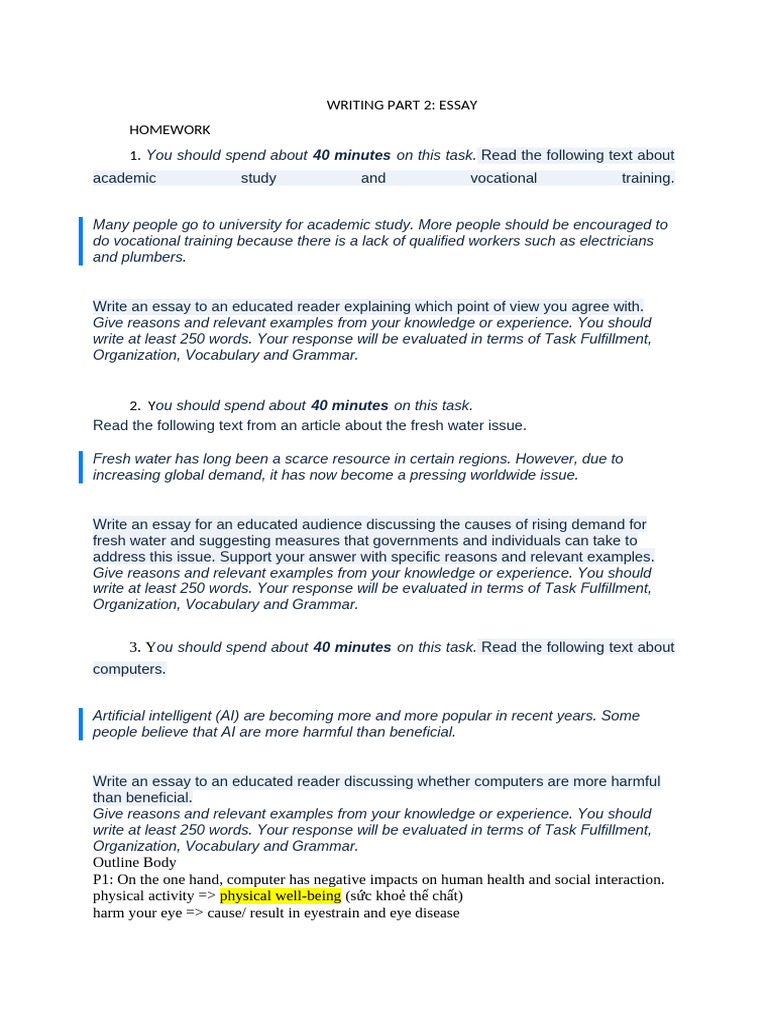 Essay Writing Tasks for Academic Study | PDF | Artificial Intelligence ...