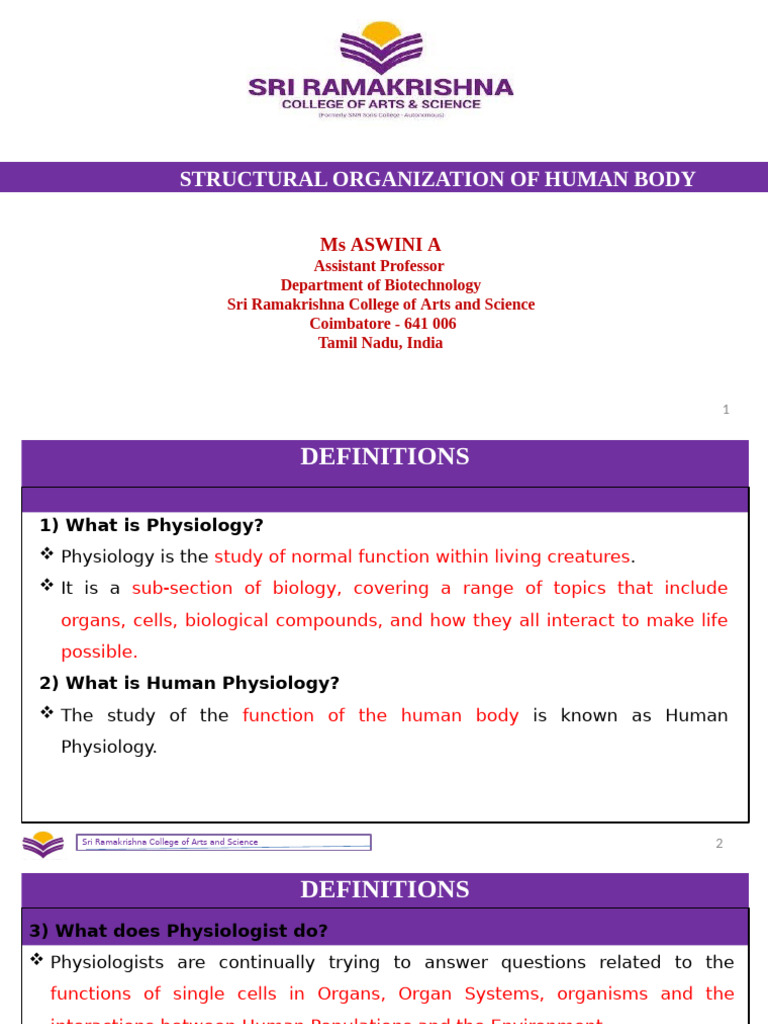 Human Body Structural Organization Guide | PDF | Human Body | Chemical ...