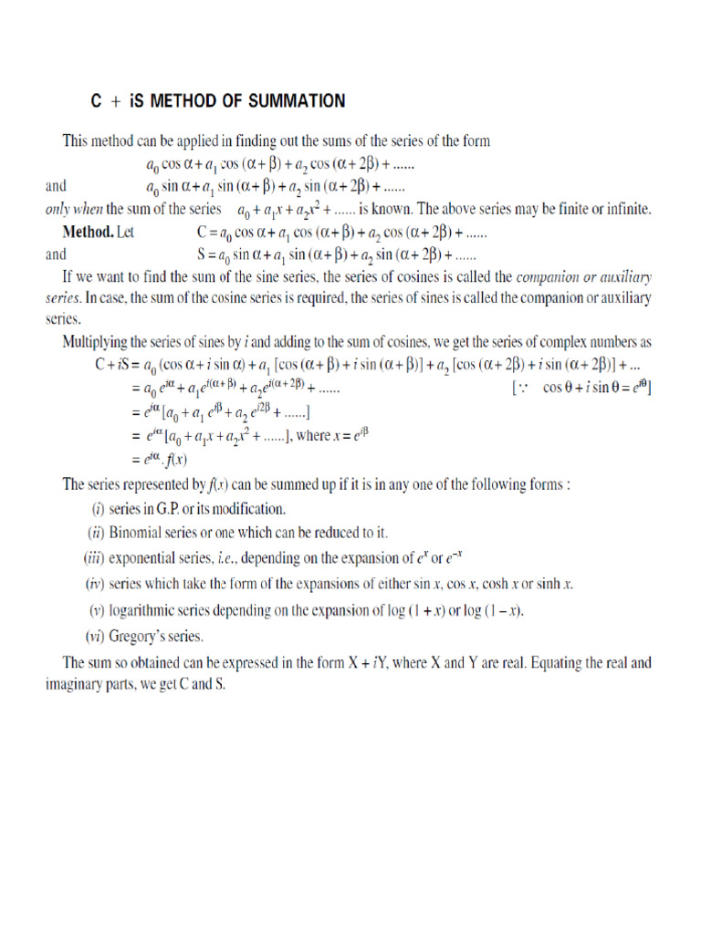 Summation of Series by C+is Method | PDF