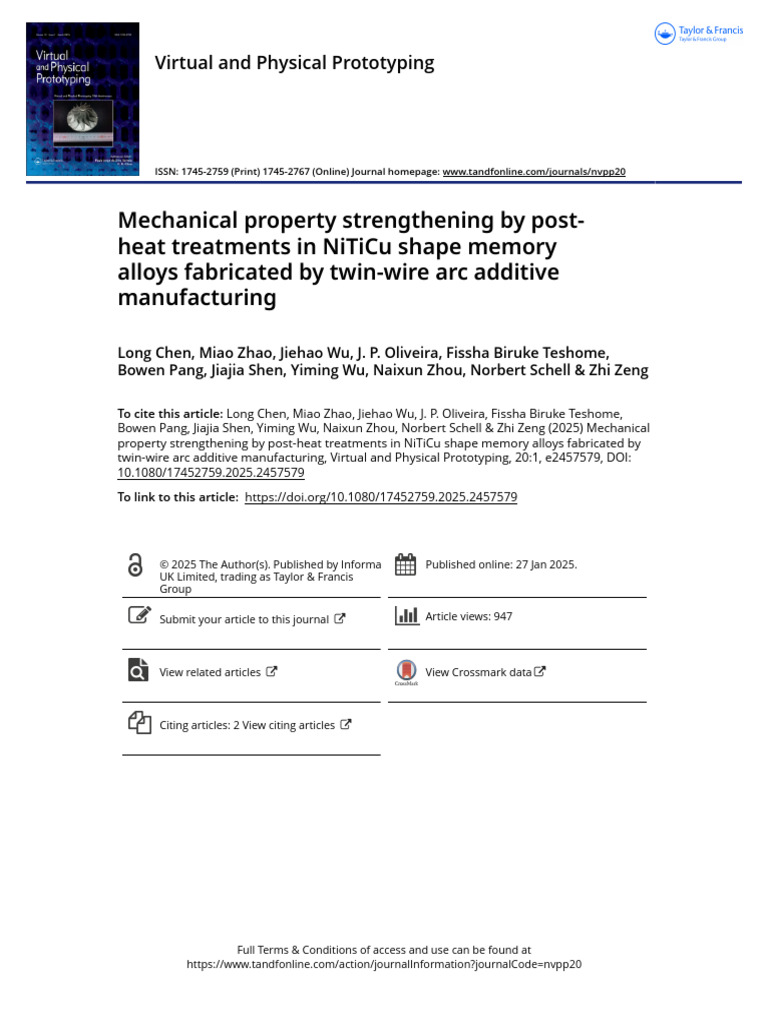 Mechanical Property Strengthening by Post-Heat Treatments in NiTiCu ...