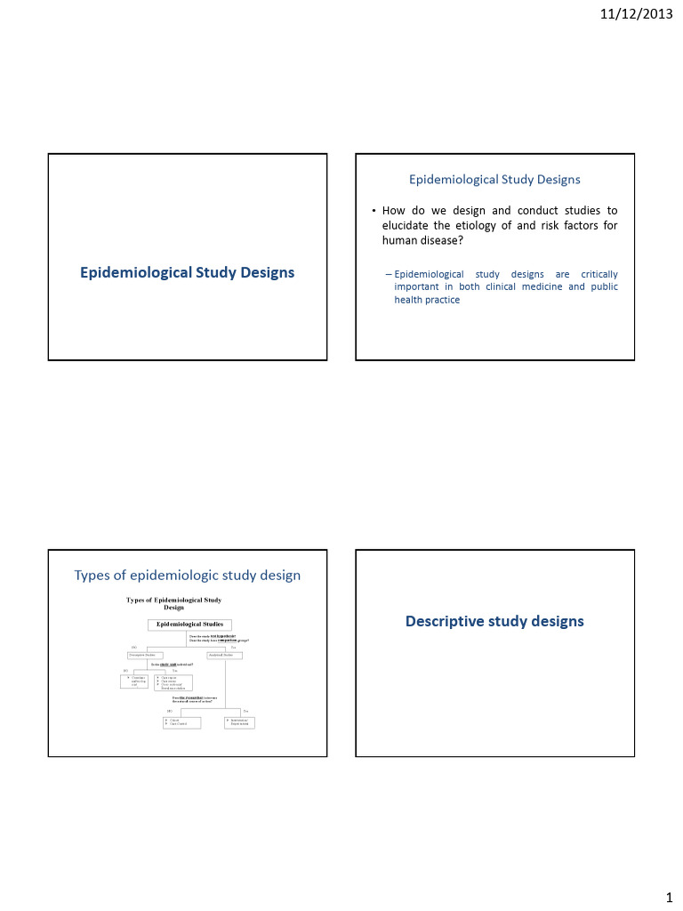 2 Epidemiological Study Designs | PDF | Epidemiology | Prevalence