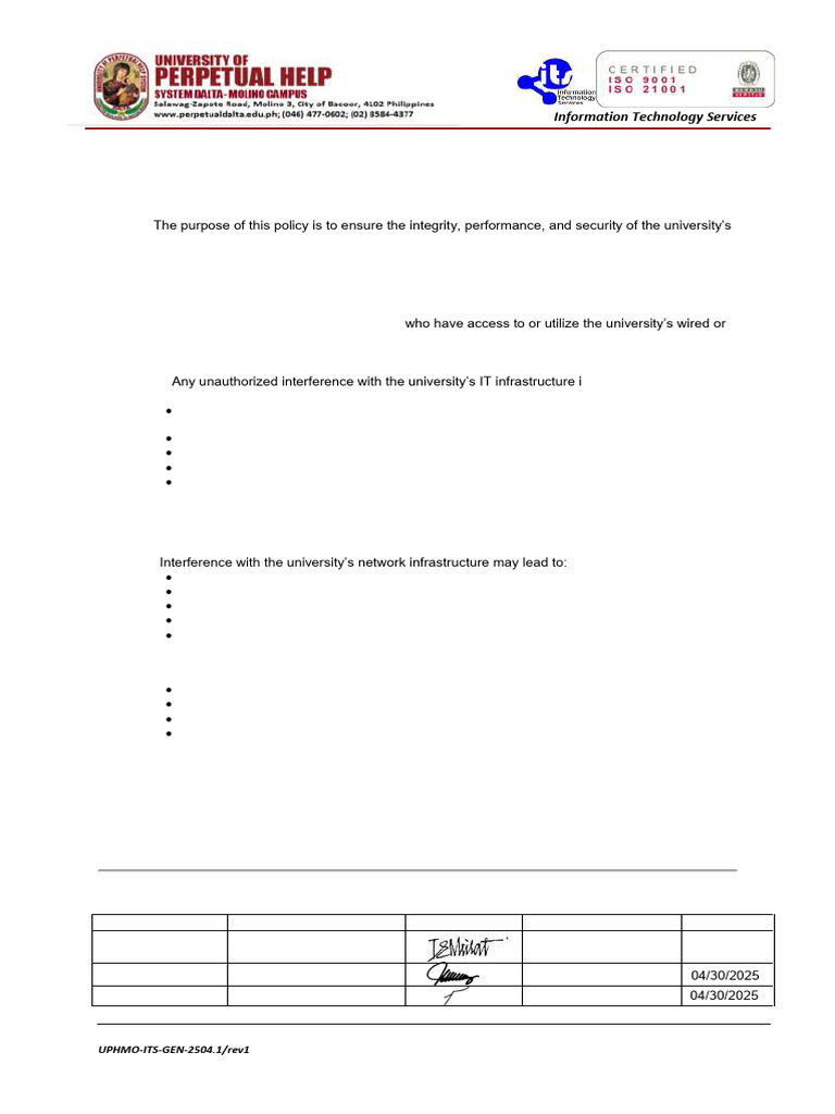 Network Infrastructure Interference Policy | PDF | Computer Network ...