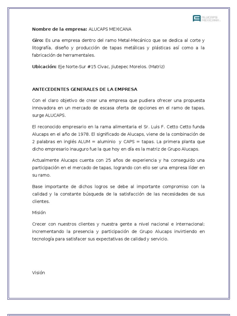 Alucaps Distribución | PDF | Calidad (comercial) | Aluminio