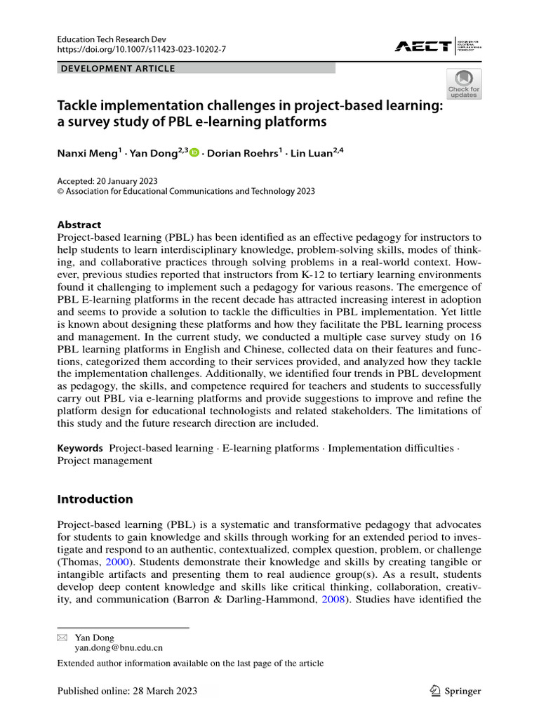 Overcoming PBL Challenges with E-Learning | PDF | Educational ...
