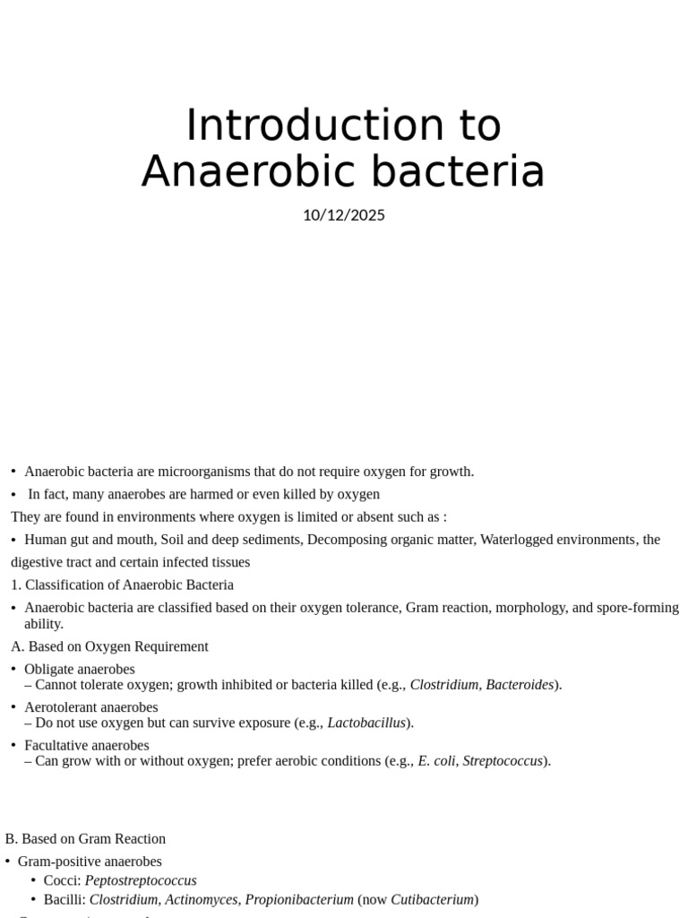Understanding Anaerobic Bacteria Types | PDF | Microbiology | Bacteria