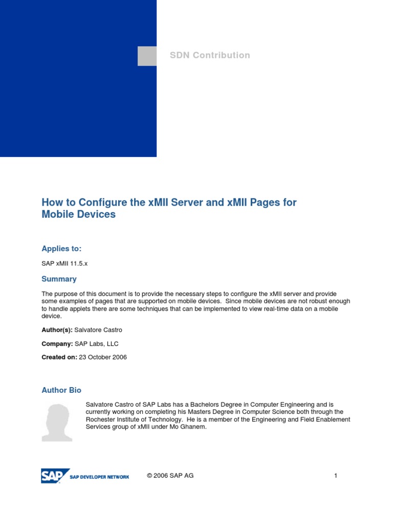 How To Configure The xMII Server and xMII Pages For Mobile Devices ...