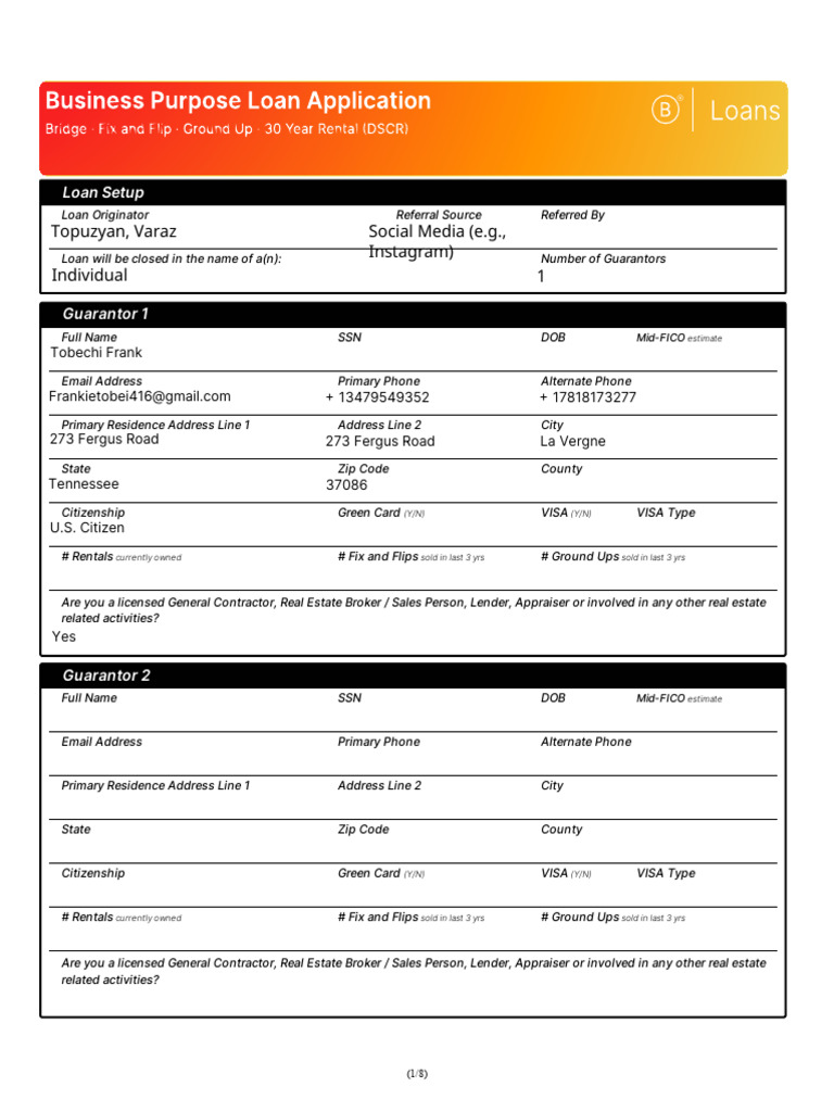 Real Estate Loan Application Form | PDF | Mortgages | Loans