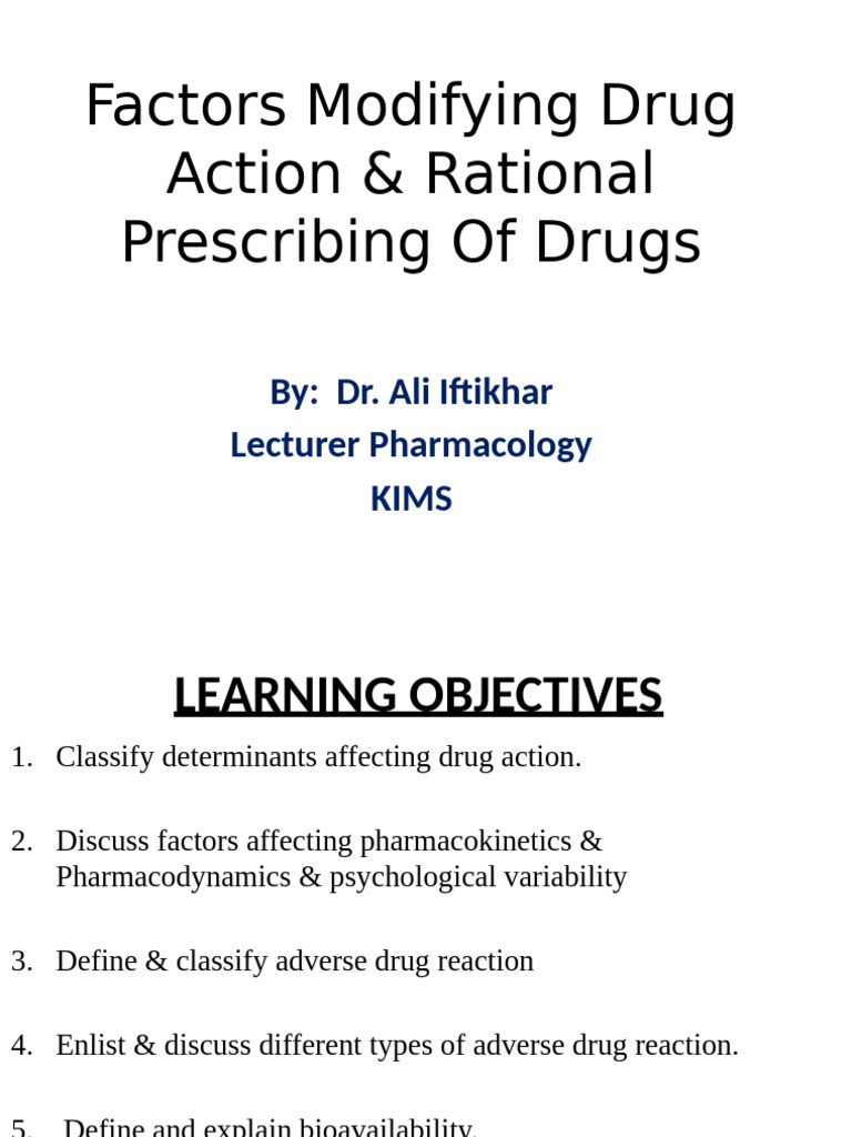 Factors Modifying Drug Action and Rational Prescribing | PDF ...