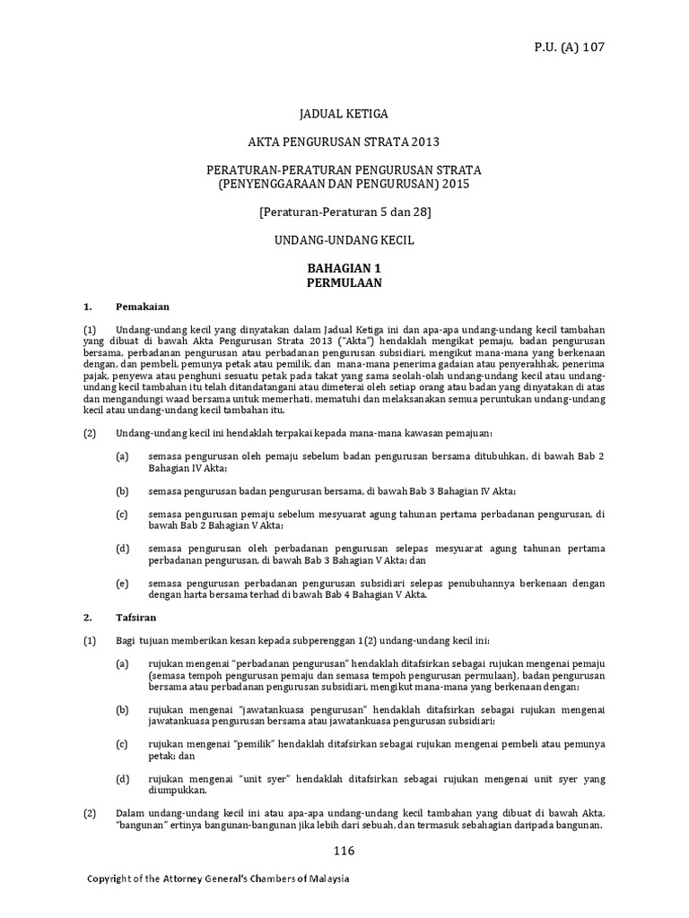 Peraturan-Peraturan Pengurusan Strata | PDF