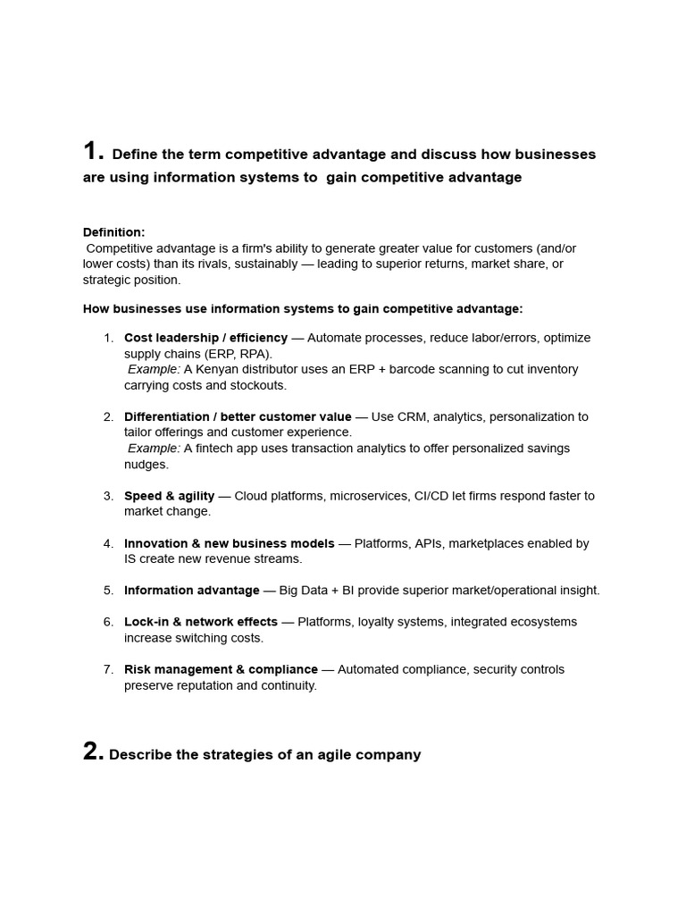 Competitive Advantage through Information Systems | PDF | Strategic ...