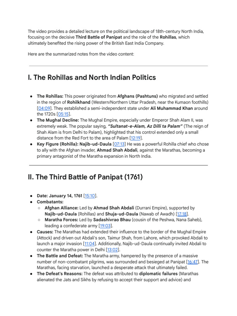The Third Battle of Panipat | PDF | Mughal Empire