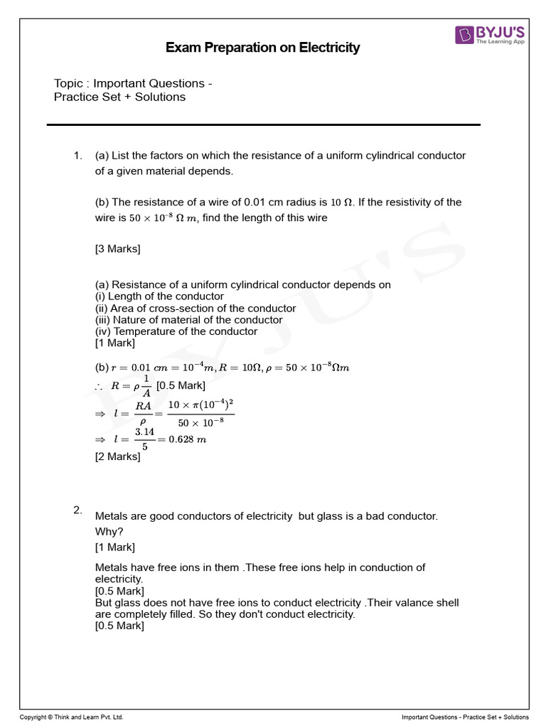 Electricity Exam Prep 1 - SUBcr | PDF | Series And Parallel Circuits ...