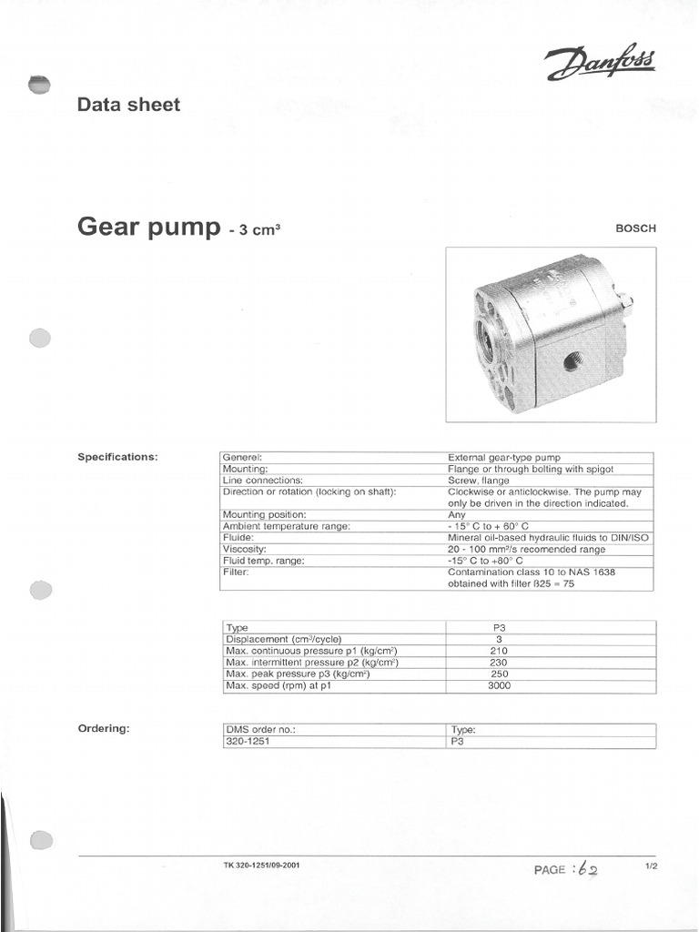 Gear Pump Data Sheet Page 1 | PDF