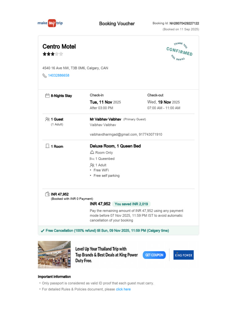 Booking Confirmation Voucher | PDF | Credit Card