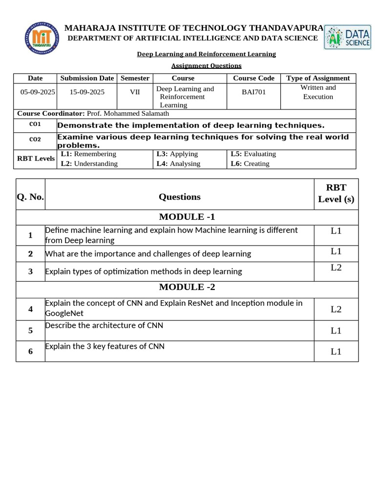 Deep Learning Assignment Guide | PDF