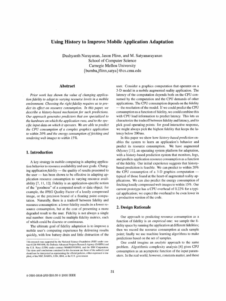 Using History To Improve Mobile Application Adaptation | PDF | Central ...