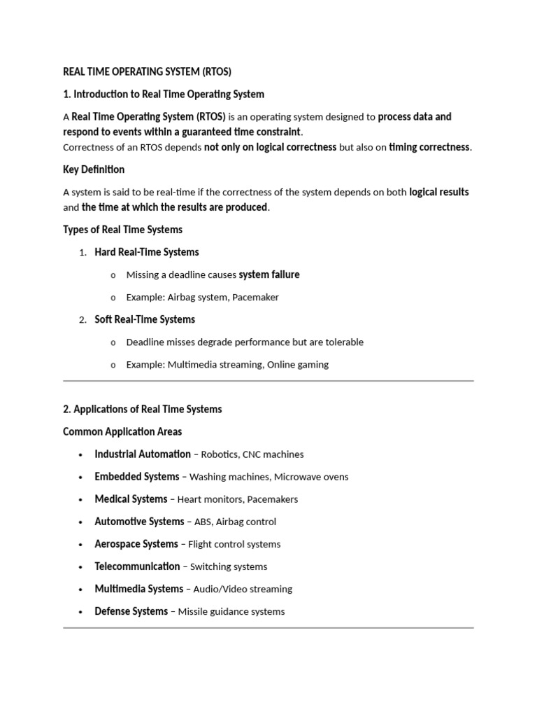 Real Time Operating System | PDF