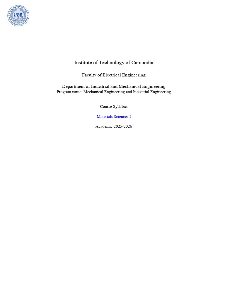 Course Spec of GIM Year 3 Eng Prog 2025 - 2026-Materials Science I ...
