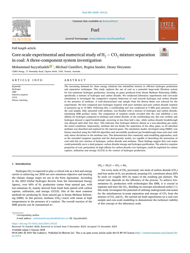 Core Scale Experimental and Numerical Study of H2 CO2 Mixture Separa ...