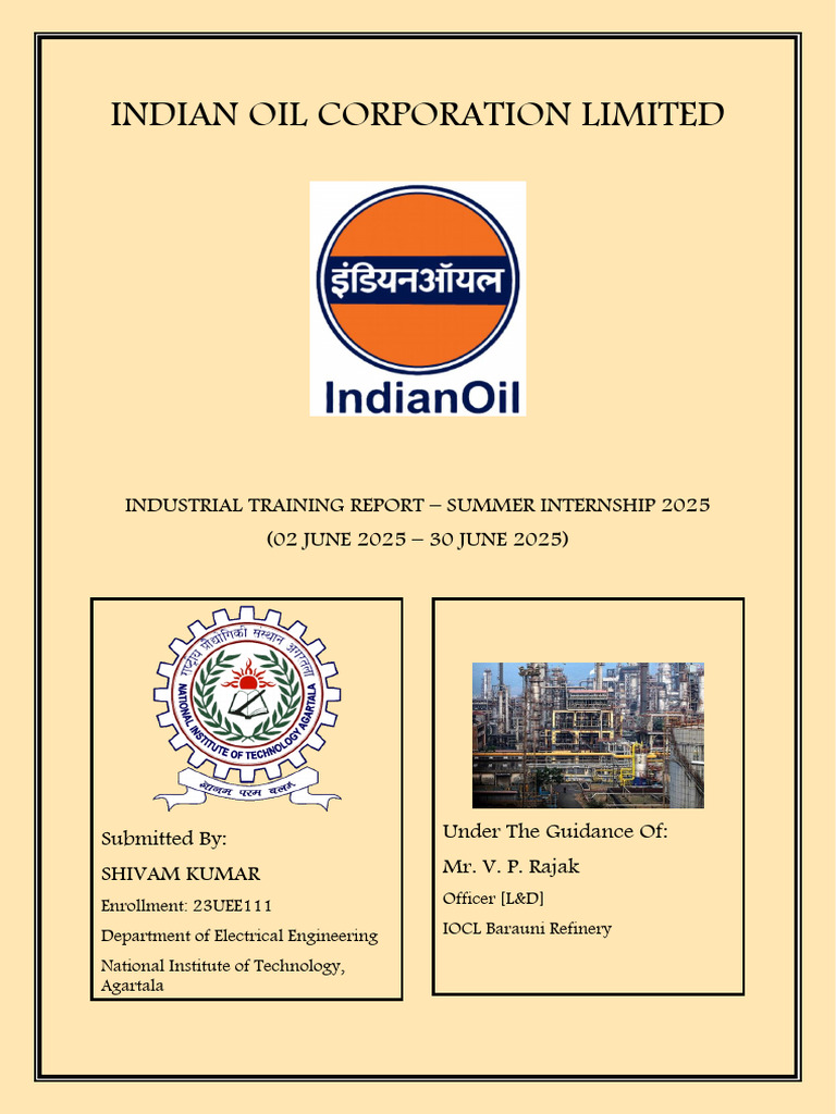 IOCL Barauni Refinery Internship Report | PDF | Oil Refinery | Cracking ...